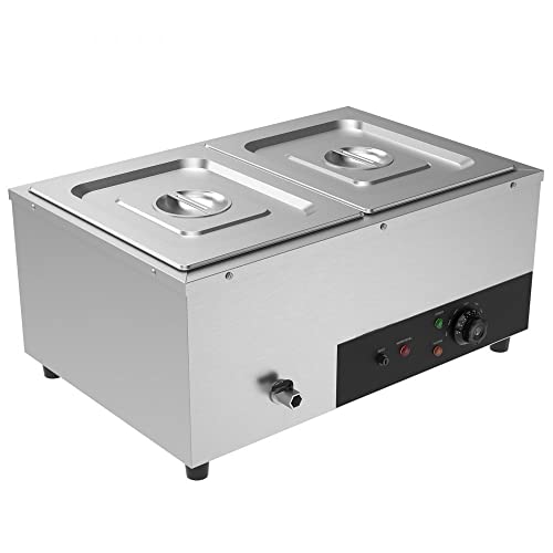 Commercial Food Warmer - 2 x 12QT Electric Steam Table - Stainless Steel Buffet Bain Marie