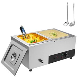 commercial food warmer - 2 x 12qt electric steam table - stainless steel buffet bain marie