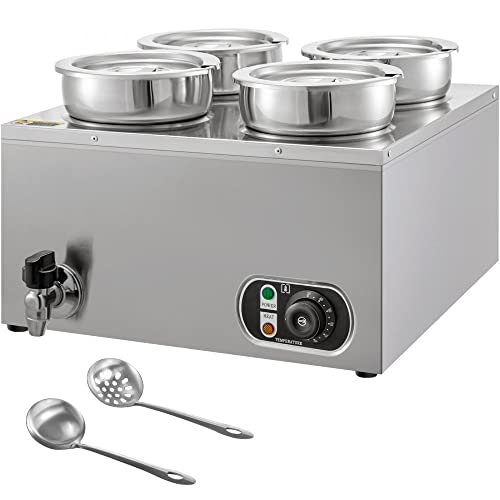 Commercial Food Warmer 16.8 Qt Capacity - Stainless Steel Countertop Soup Pot with Adjustable Temperature and Tap