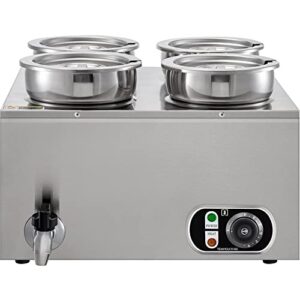 Commercial Food Warmer 16.8 Qt Capacity - Stainless Steel Countertop Soup Pot with Adjustable Temperature and Tap