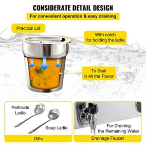 Commercial Food Warmer 16.8 Qt Capacity - Stainless Steel Countertop Soup Pot with Adjustable Temperature and Tap