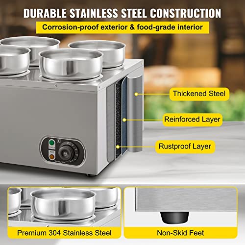 Commercial Food Warmer 16.8 Qt Capacity - Stainless Steel Countertop Soup Pot with Adjustable Temperature and Tap