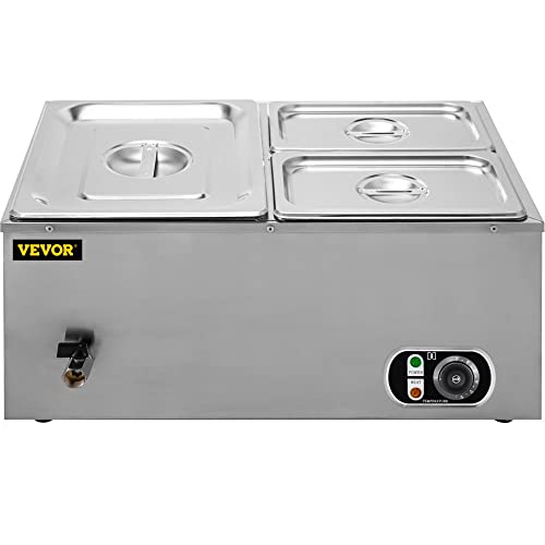 Commercial Food Warmer Stainless Steel Bain Marie with Precise Temperature Control and Large 16 Qt Capacity