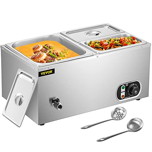 Commercial Food Warmer Stainless Steel Bain Marie with Precise Temperature Control and Large 16 Qt Capacity