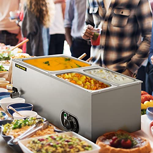 Commercial Food Warmer Stainless Steel Bain Marie with Precise Temperature Control and Large 16 Qt Capacity