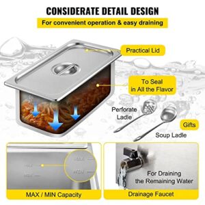 Commercial Food Warmer Stainless Steel Bain Marie with Precise Temperature Control and Large 16 Qt Capacity