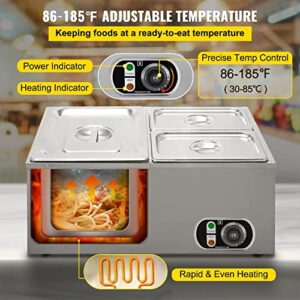 Commercial Food Warmer Stainless Steel Bain Marie with Precise Temperature Control and Large 16 Qt Capacity