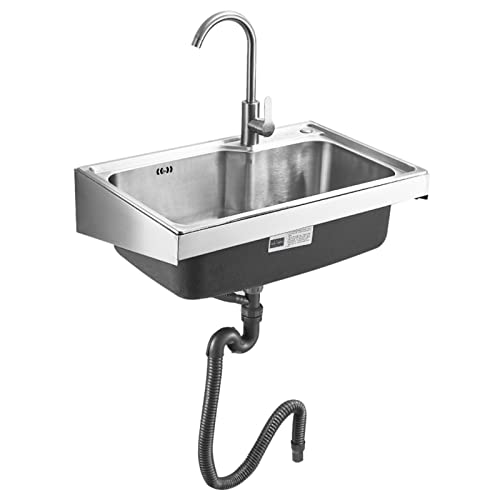 304 Stainless Steel Kitchen Sink, Wall Mounted Commercial Wash Basin for Restaurants, Bars, Garages, Laundry Rooms (Size : 38x32cm)