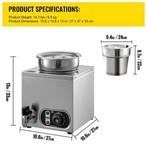 Commercial Soup Warmer 7.4 Qt Capacity - Adjustable Temperature Electric Food Warmer