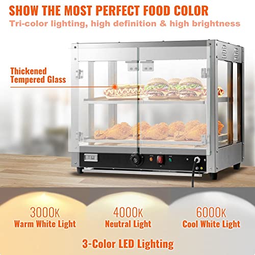 Commercial Food Warmer Countertop Pizza Cabinet with 2 Tiers and Water Tray