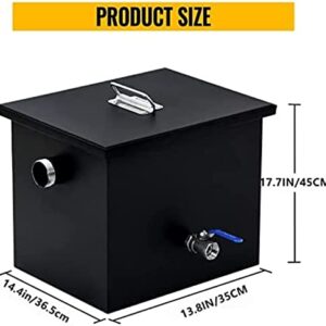 Commercial Grease Interceptor, 8-70 LBS Capacity, Under Sink Grease Trap With 4-35 GPM Flow Rate, Coated Carbon Steel Grease Interceptor With Side Water Inlet, For Restaurant Factory Kitchen, 8 LB