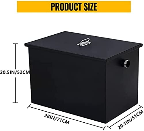 Commercial Grease Interceptor 8-70 LB, Carbon Steel Grease Trap 4-35 GPM, Grease Interceptor Trap With Side Water Inlet, Under Sink Grease Trap For Restaurant Canteen Factory Home Kitchen,40 LB