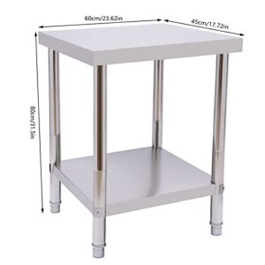 KOLHGNSE Stainless Steel Prep Table NSF 24 x 18 Inches, Commercial Heavy Duty Food Prep Worktable with Undershelf for Restaurant, Home and Hotel