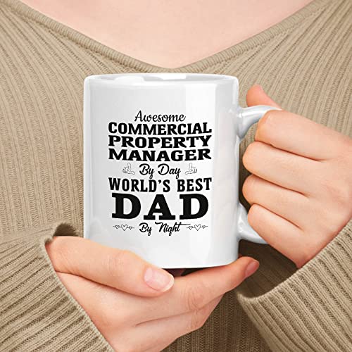 muggable Gift For Commercial Property Manager 11oz, 15oz White Ceramic Mug, Present For Father. Awesome Commercial Property Manager By Day Great Dad By Night