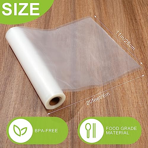 Frienda 8 Pack Vacuum Food Sealer Bags Rolls Heavy Duty Storage Bags for Food Sous Vide Bags Food Vac Bags for Food Storage, Meal Prep, or Sous Vide (11 inch x 20 ft)