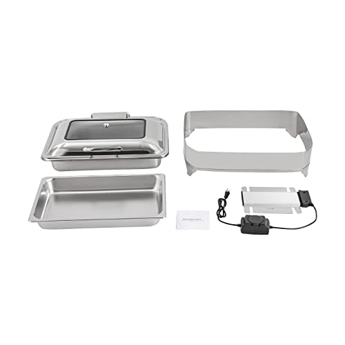 Single Pan Food Warmer, Food Warmers for Parties Buffets Electric, 9L Adjustable Temp Stainless Steel Buffet Server and Warming Tray