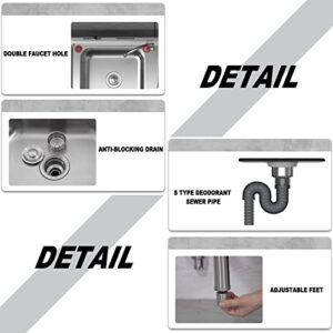 Outdoor Stainless Steel garage sink,utility commercial sink,kitchen sink with faucet,1 Compartment sink,Industrial station laundry & utility room sinks,Pet Wash Station,for Patio Restaurant. (Size :