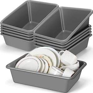 wesiti 10 packs plastic bus tubs 8l small commercial bus box plastic dish tubs food service tub kitchen rectangle wash dish basin pans seafood vegetables transporting washing storage, gray