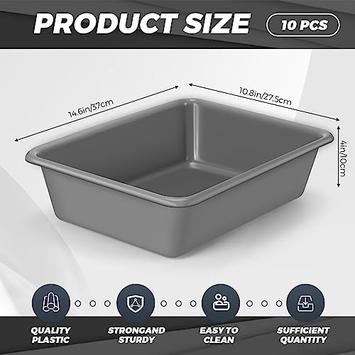 Wesiti 10 Packs Plastic Bus Tubs 8L Small Commercial Bus Box Plastic Dish Tubs Food Service Tub Kitchen Rectangle Wash Dish Basin Pans Seafood Vegetables Transporting Washing Storage, Gray