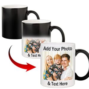 custom color changing mug, personalized magic mug w/picture, text, name, taza personalizada design your own custom coffee mug, personalized gifts for birthday anniversary christmas 11oz(magic mug)