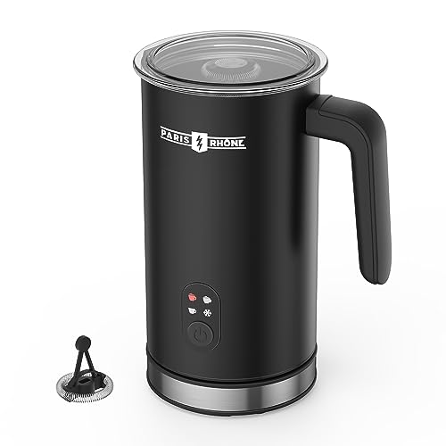 Milk Frother and Steamer, Paris Rhône Electric Milk Frother 300ML, 4 in 1 Hot & Cold Foam Maker for Latte, Cappuccino, Coffee, Hot Milk, Macchiato, Milk Warmer, BLack