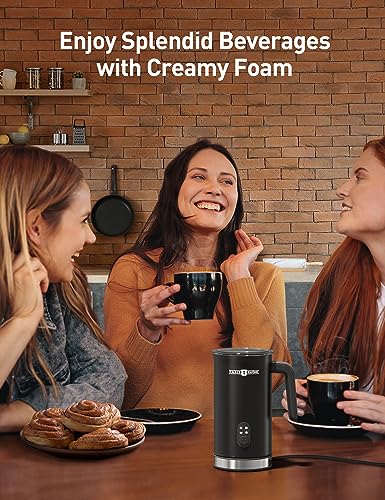 Milk Frother and Steamer, Paris Rhône Electric Milk Frother 300ML, 4 in 1 Hot & Cold Foam Maker for Latte, Cappuccino, Coffee, Hot Milk, Macchiato, Milk Warmer, BLack