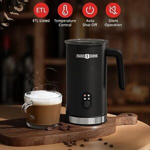 Milk Frother and Steamer, Paris Rhône Electric Milk Frother 300ML, 4 in 1 Hot & Cold Foam Maker for Latte, Cappuccino, Coffee, Hot Milk, Macchiato, Milk Warmer, BLack