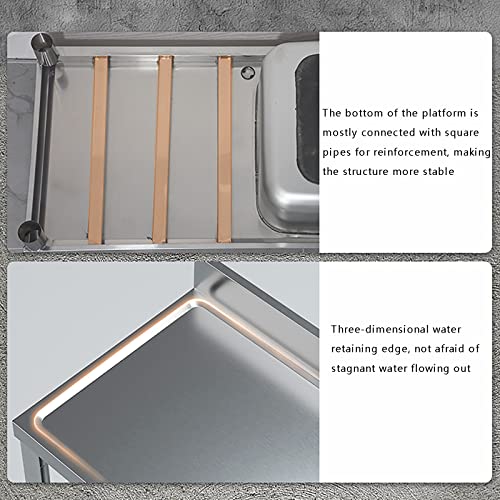 Sink,Sink with Drainboard,Stainless Steel Utility Sink,Utility Kitchen Sinks faucet/drain Kit for Restaurant, Kitchen, Outdoor, 100 * 50 * 80cm/39.9 * 19.7 * 31.5in B