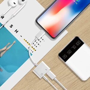 𝟐 𝐏𝐚𝐜𝐤 Headphone Adapter for iPhone [Apple MFi Certified], 2 in 1 Lightning to 3.5mm AUX Audio + Charger Splitter Dongle Adapter for iPhone Accessories Compatible with iPhone 14/13/12/11/XR/X/8/7