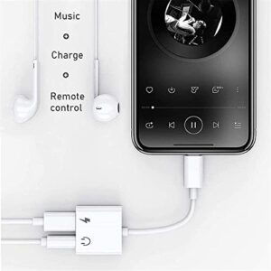 𝟐 𝐏𝐚𝐜𝐤 Headphone Adapter for iPhone [Apple MFi Certified], 2 in 1 Lightning to 3.5mm AUX Audio + Charger Splitter Dongle Adapter for iPhone Accessories Compatible with iPhone 14/13/12/11/XR/X/8/7