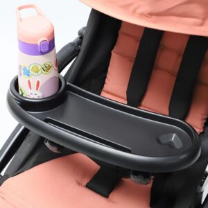 3 in 1 Stroller Cup Holder with Phone Holder and Snack Tray,Upgraded Rigid Frame Stays Upright,Exclusive Non Slip Clip Firmly Grip Stroller Bar,Universal Stroller Tray for Watch Video On The Go