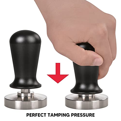 Coffee Tamper, Stainless Steel Base Ergonomic Handle Aluminum Alloy Tamper Compact Food Grade Calibrated Compression Mechanism for Cafe(58 Thread Base)