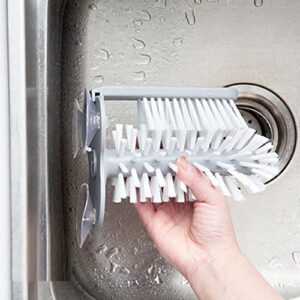 Mednkoku Glass Washer with Suction Base Standing Double Sided Bristle Cleaner Bottle Cleaning Brush Cup Brush