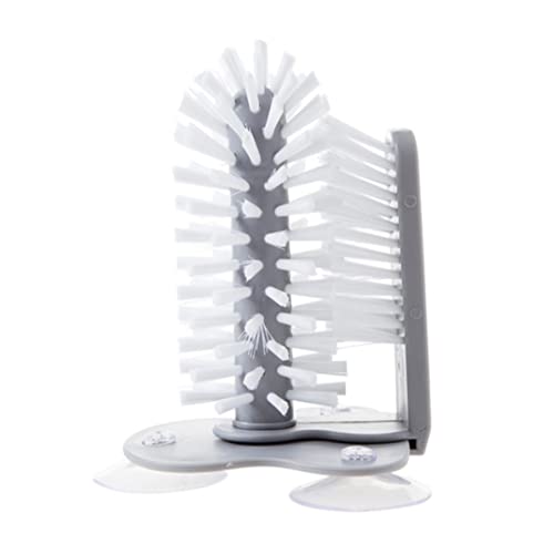 Mednkoku Glass Washer with Suction Base Standing Double Sided Bristle Cleaner Bottle Cleaning Brush Cup Brush