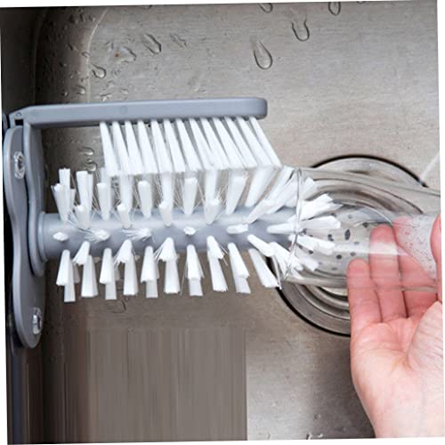 Mednkoku Glass Washer with Suction Base Standing Double Sided Bristle Cleaner Bottle Cleaning Brush Cup Brush