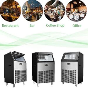 JJGBWY Commercial Ice Machine, Freestanding Ice Machine 99 Lb/24Hr, 66 Lb Storage Bin, Full Heavy Duty Stainless Steel Construction, Home Bar, Coffee Shop, Commercial Ice Maker