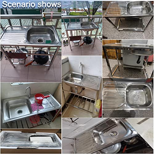 Stainless Steel Sink Kitchen Sink With Cold And Hot Faucet, 1 Compartment Commercial Kitchen Sink Dishpan For Sink (Restaurant, Kitchen, Laundry, Garage) (Size : 75x40x75cm/29.5x15.7x29.5in)