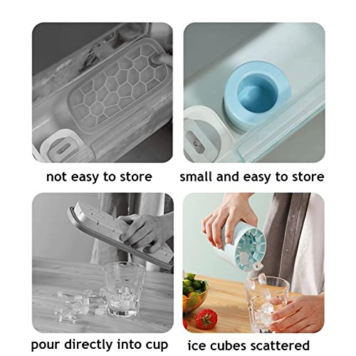 Ice Cube Moulds,3d Cylindrical Ice Cube Moulds,portable Ice Cube Moulds With Lid Make 60 Ice Cubes Press-type Easy to Release