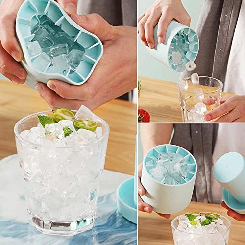 Ice Cube Moulds,3d Cylindrical Ice Cube Moulds,portable Ice Cube Moulds With Lid Make 60 Ice Cubes Press-type Easy to Release