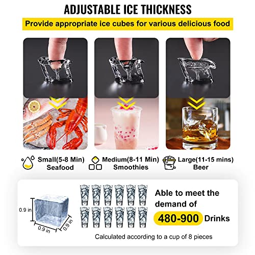 Commercial Stainless Steel Ice Maker Machine with 110LBS/24H Capacity, 39LBS Bin, Electric Water Drain Pump, Water Filter, 2 Scoops, and Connection Hose - Auto Operation for Home, Bar, Restaurant