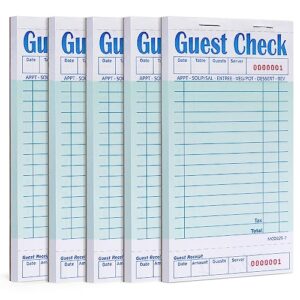 guest checks book 5 pack, server note pads, waitress accessories wirting pad, restaurant supplies order pad total 250 sheets