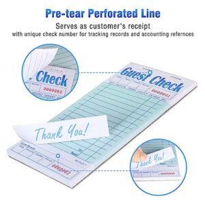 Guest Checks Book 5 Pack, Server Note Pads, Waitress Accessories Wirting Pad, Restaurant Supplies Order Pad Total 250 Sheets