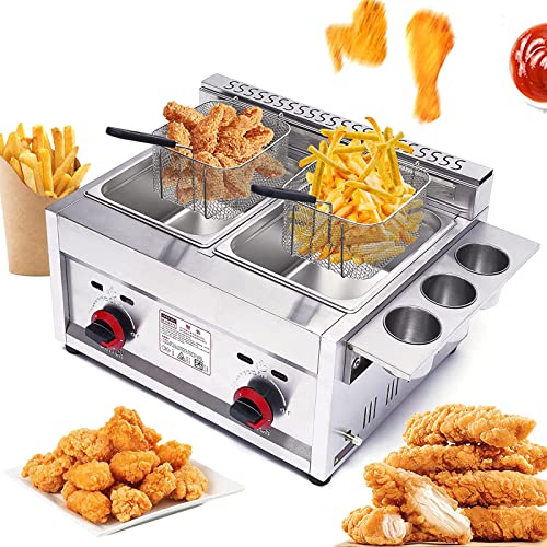 Commercial Deep Fryer,Countertop Fryer Deep,Dual Basket,Stainless Steel for Commercial And Home Use,Stalls,Fried Skewers,Restaurant,Supermarket,Fast Food Restaurant,Snack Bar