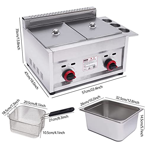 Commercial Deep Fryer,Countertop Fryer Deep,Dual Basket,Stainless Steel for Commercial And Home Use,Stalls,Fried Skewers,Restaurant,Supermarket,Fast Food Restaurant,Snack Bar