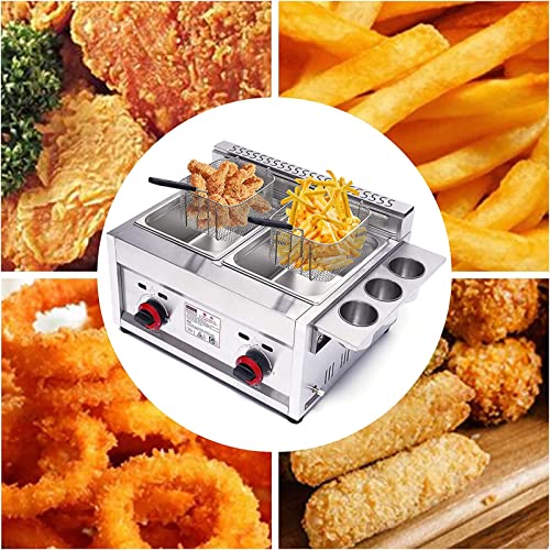 Commercial Deep Fryer,Countertop Fryer Deep,Dual Basket,Stainless Steel for Commercial And Home Use,Stalls,Fried Skewers,Restaurant,Supermarket,Fast Food Restaurant,Snack Bar