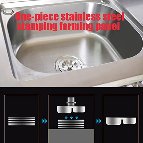 Stainless Steel Double-bath Sink, Simple Assembling Of Household In Hotel Rental Rooms, Three Layers With Storage Commercial Sink, Catering Sink, Industrial Sink (Size : Sink Left)