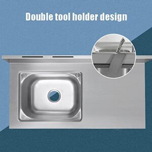 Stainless Steel Double-bath Sink, Simple Assembling Of Household In Hotel Rental Rooms, Three Layers With Storage Commercial Sink, Catering Sink, Industrial Sink (Size : Sink Left)