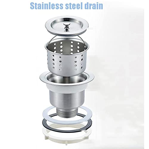 Stainless Steel Double-bath Sink, Simple Assembling Of Household In Hotel Rental Rooms, Three Layers With Storage Commercial Sink, Catering Sink, Industrial Sink (Size : Sink Left)