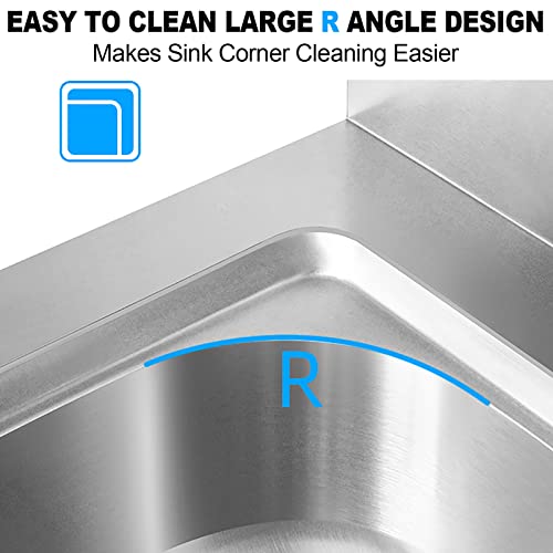 Commercial Sink Single Bowl Utility Sink Stainless Steel Freestanding Sink with Workbench and Storage Shelves with Drainer Unit and Tap for Kitchen Restaurant Farmhouse Laundry. (Color : Cold alone R