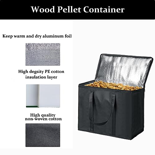 Profully 2 Pack Fuel Wood Pellet Storage Bag, 20LBs Smoker Charcoal Container for Camping and Grill, Black